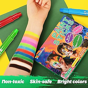 nsxsu 12 Colors Face Paint Sticks for Kids, Washable Face Painting for Toddlers and Students, Birthday Makeup Party Supplies, Kids Stocking Stuffers, Mess-Free Girls Boys Face Painting Kits