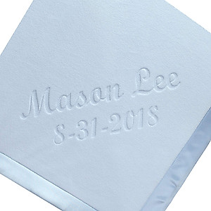 Custom Catch Personalized Baby Blanket, Pink or Blue, Boy or Girl Unisex Gift for Newborn or Infant (Multi-line Text)