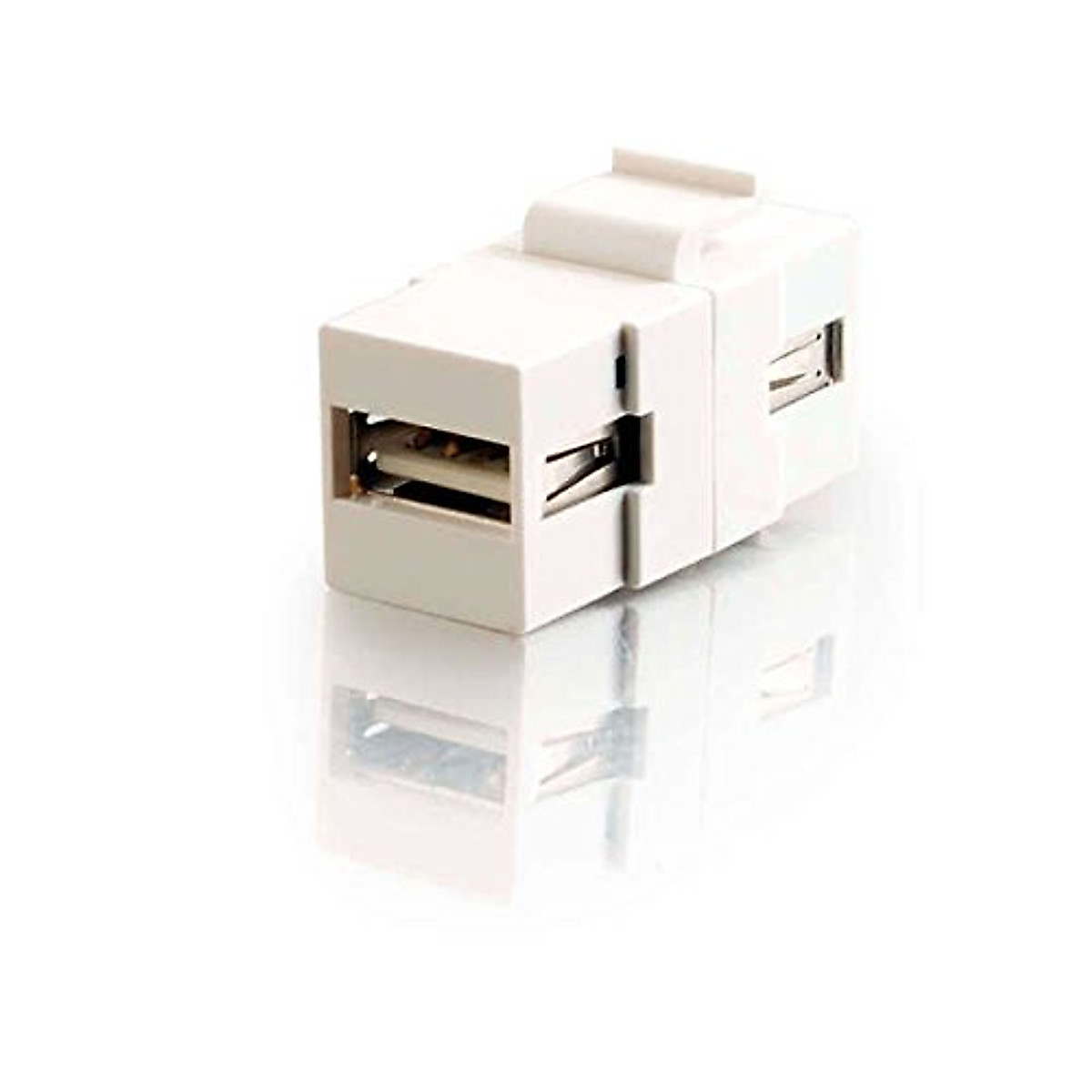 C2G/Cables to Go 28748 Snap-In USB A/A Female Keystone Insert Module, TAA Compliant, White