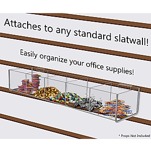 Marketing Holders Slatwall Acrylic Retail Tray Five Compartment 19.5 Inch Wide x 5 Inch Deep Clear Product Merchandise Storage Organizer for Businesses and Shops