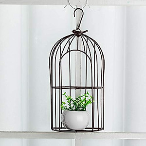 TJ Global 2-Plant Iron Birdcage Hanging Planter, Metal Wire Flower Pot Basket Wrought Iron Plant Stands for Plants, Flowers, Garden, Patio, Balcony Outdoor and Indoor Décor