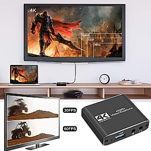 TKHIN Capture Card, Audio Video Capture Card with Microphone 4K HDMI Loop-Out, 1080p 60fps Video Recorder for Gaming/Live Streaming/Video Conference