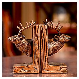 INKTUS Bookends Book Ends Heavy Duty, Resin Decorative Retro Bookends for Shelves, 1 Pair Non-Slip Bookend for Heavy Books, Book Stoppers Decor for Home Office (Color : OneColor)