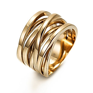 CIUNOFOR 13.7MM Cross Ring Enhancers for Women Statement Engagement Ring Silver Gold Rose Gold Plated Ring Engraving Customized Personalized (18K Gold, 8)