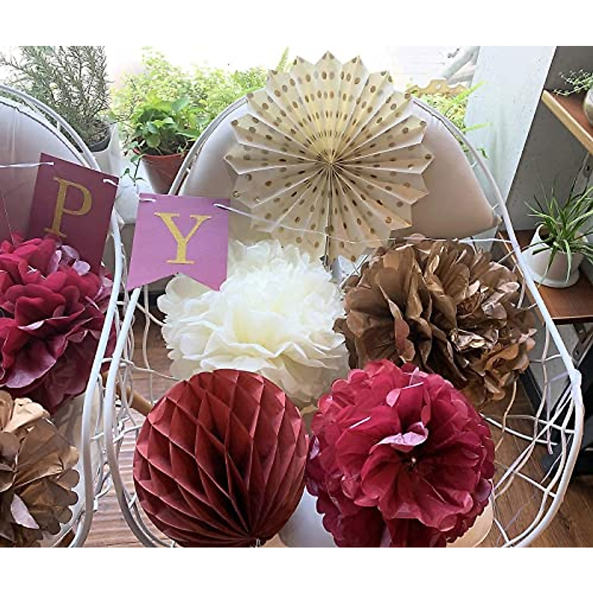 70th Birthday Decorations for Women Burgundy Rose Gold 70th Birthday Party Decorations Polka Dot Fans for Happy 70th Birthday Party Fall Burgundy Rose Gold 70 Birthday Decorations Autumn