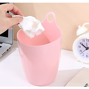 JIBIACB Plastic Small Trash Can, Mini Trash Can,Wall Mounted Trash Can Wastebasket,Garbage Container Bin for Bathroom, Powder Room, Bedroom, Kitchen, Craft Room, Office (Pink)