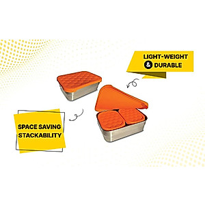 Anas Small Stackable Snack Containers | Leak-Proof Stainless Steel Containers With Lids (Rectangular)