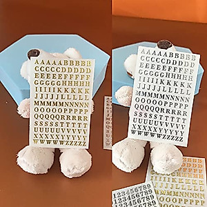 HYMAOME 6 Sheets Alphabet&Number Stickers Mini Self Adhesive Resin Letter Sticker Shiny Digital Stickers Gold/Silver Labels 3mm for Nail Art, Scrapbooking, Card Making, Journaling