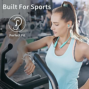 ELOVEN Neckband Wireless Headphones Earbuds Bluetooth 5.2 Earphone with Built-in Mic Flashlight Noise Cancelling 75Hrs Playtime for Sports Running in-Ear Headset for iPhone 14 Pro Max Android Blue
