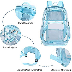 MIRLEWAIY Lightweight durable See Through Book Bag Stadium Approved Schoolbag Heavy Duty Mesh school Backpack with Inner Compartment, Pink