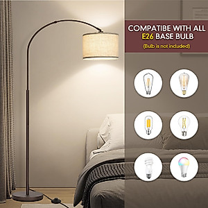 Floor Lamp for Living Room, Arc Floor Lamp with Adjustable Head, Modern Arched Floor Lamp with On/Off Pedal Switch, Over Couch Tall Standing Hanging Light for Reading, Bedroom, Office (Brown)