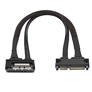 GELRHONR 22Pin SATA Power Extension Cable,22 Pin（7+15） Sata Male to Female Data and Power Combo Extension Cable with Locking Latch,for HDD,SSD,Optical Drives, DVD Burners, PCI Cards-0.3M(6Gbps/s)