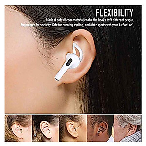 Ear Covers and Hooks Accessories Compatible with Apple AirPods Pro, 4 Pairs Professional Anti-Slip Silicone Earbuds Tips Hook Compatible with Apple Airpods Pro (2 White+2 Black)