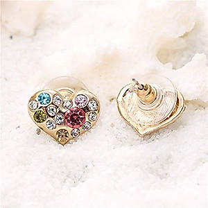 Women Necklace Earring Colorful Heart Pendant Girl Chain Collar Ear Studs Party Wedding Jewellery Set Love Gift Practical treatment
