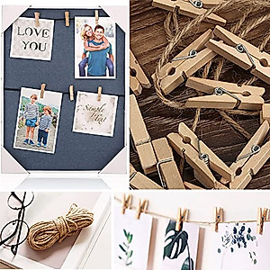 Mini Clothes Pins, 260 PCS Small Wooden Clothes Pins with Jute Twine, Clothespins, Clothes Pins for Photos Crafts DIY Project