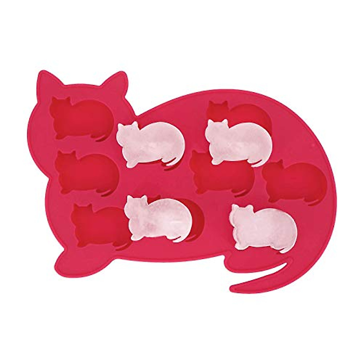 LYWOO Cat Shaped Silicone Ice Cube Molds and Tray, Pack of 2