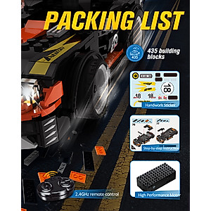 Wise Block Racing Car Building Block Set, 435 PCS Building Kits, Race Engineering Toy for Teen Builders,Collectible Car Construction Kit for Boys and Girls, RC Cars Birthday Gifts for Kids Age 8+