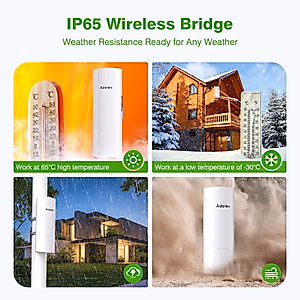 Wireless Bridge, 3KM Gigabit WiFi Bridges with 1000Mbps LAN Port, 16dBi Antenna, Adalov 5.8G Point to Point Wireless Bridges Outdoor, 900Mbps Plug and Play High Speed CPE, 24V POE Adapter, 2 Pack