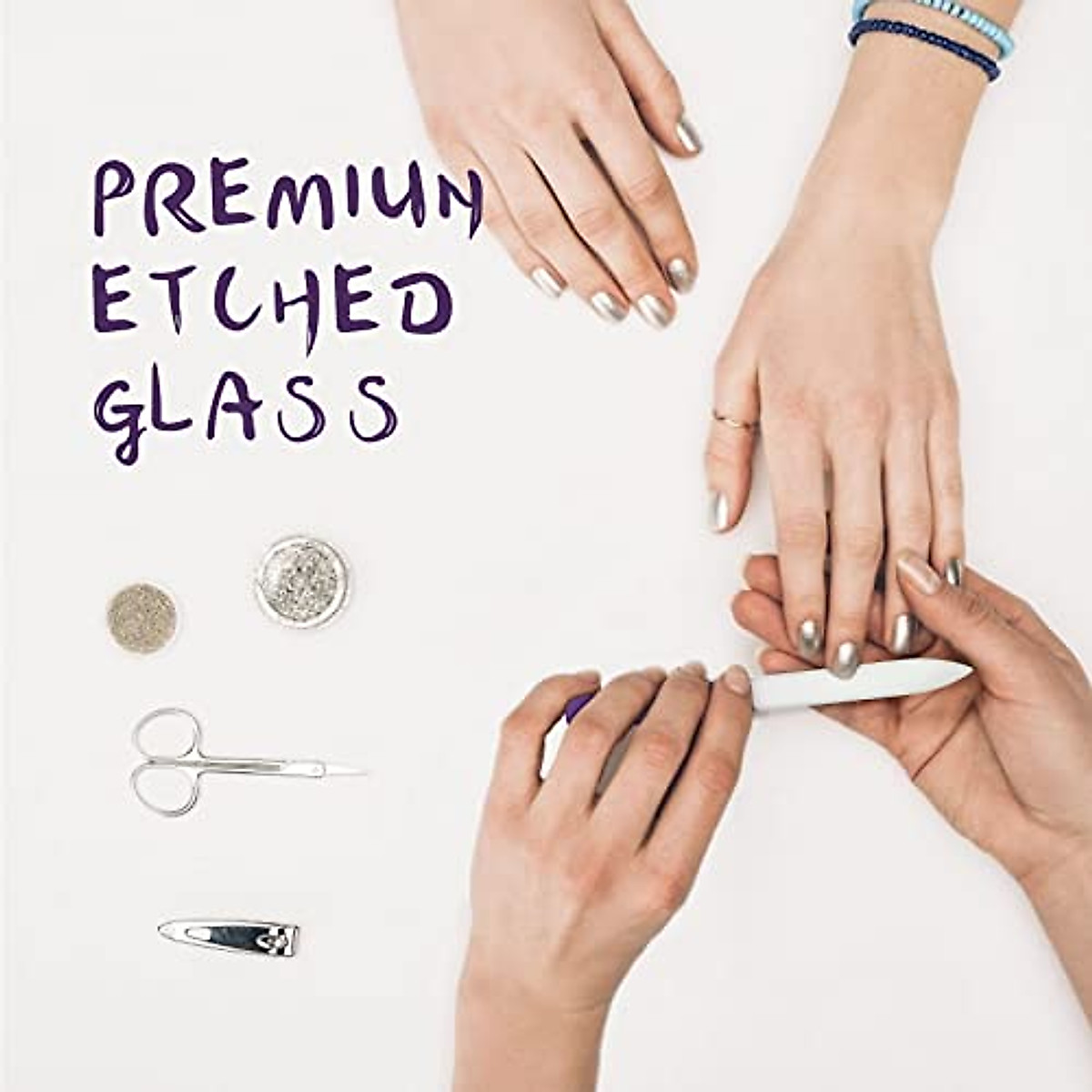 3 Pack Crystal Glass Nail File with Case, Glass Fingernail File for Natural Nail Professional Czech Glass File Double-Sided Etched Gentle Nail Care Stocking Stuffers for Women or Adults, Unique Gifts