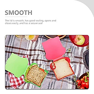 Zerodeko 4Pcs Sandwich Container Box, Toast Shaped Food Storage Holder with Lids, Food Grade Plastic Lunch Prep Box Resuable Toast Bread Preservation Box (Random Colors)