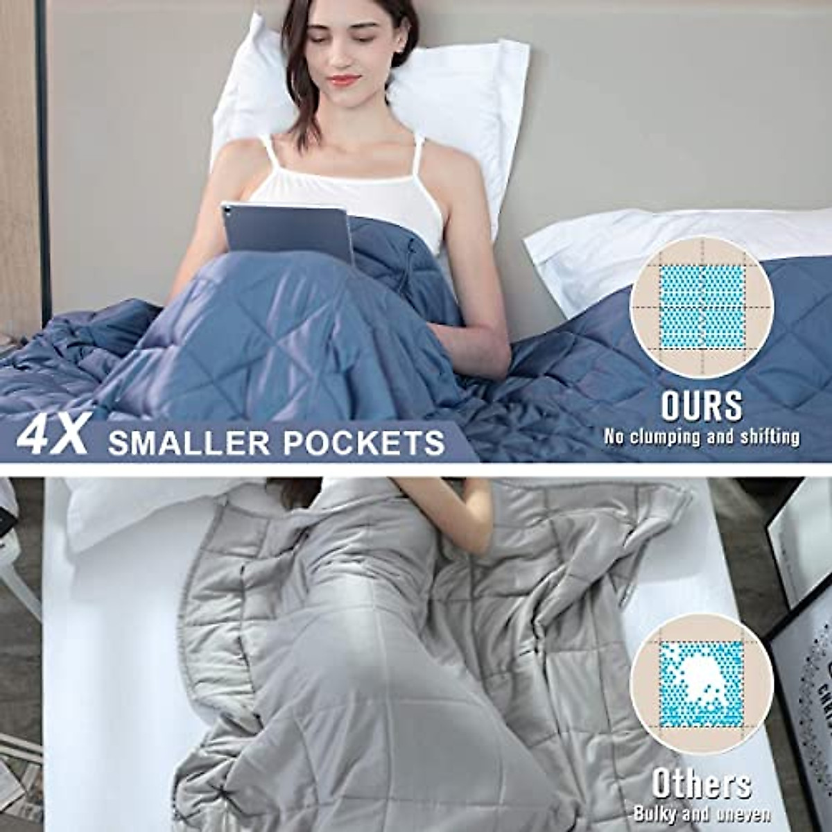 NIGHTLY GOOD DREAM Weighted Blanket for Adults 25 lbs 92X86 Inch Cooling Weighted Blankets King Size Bamboo Heavy Blanket for Deeper Sleep