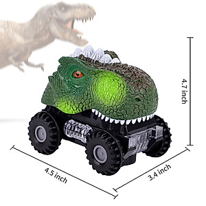 F FiGoal Dinosaur Cars with LED Light Sound Dino Car Toys Car Gifts Animal Vehicles for Boys Girls Toddles Kids Birthday Gifts Teacher Classroom Prize
