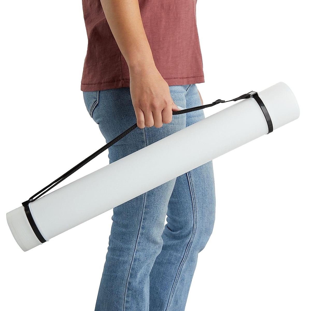 Expandable Poster Tube with Strap for Posters, Documents, Artwork, Blueprint Storage, Carrying Case for Architects, Teachers, Students, Artists (White, 24 to 40 Inches)