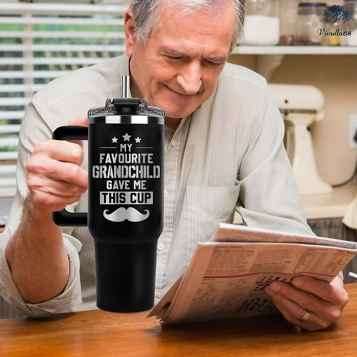 My Favorite GrandChild Gave Me This Cup Tumbler 40Oz - Father Day, Christmas Gift Grandpa, Grandpa Birthday Gifts from Grandkids, Granddaughter, Grandson, Kids - Grandfather Mug, Present for grandpa