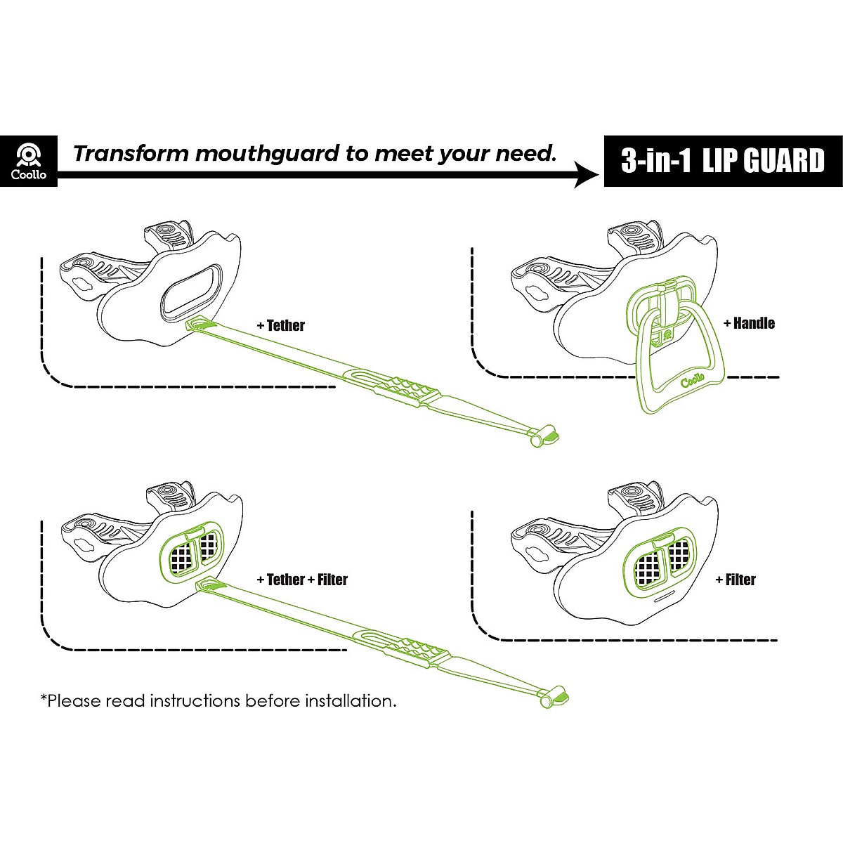 COOLLO SPORTS Lip Guard Mouthguard 3-in-1 TRANSFORMER Pacifier Football Mouthpiece Sports Lip Protector for Adults & Youth USA Flag & Fangs mouthpiece (Case Included) (Blue Camo (Two Layers))