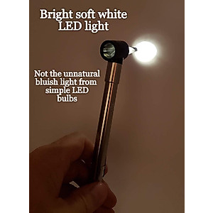 Third Generation Dr Mom Slimline Stainless LED Pocket Otoscope with Soft White Natural Hue Light Spectrum in Hard Travel Case Includes Lighted Ear Wax curettes