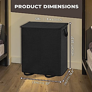 Bartnelli Double laundry hamper basket With 2 Removable bags | collapsible baskets for dirty clothes or baby clothing, Waterproof Material Outdoor-Safe foldable pop up bin, Easy Assembly