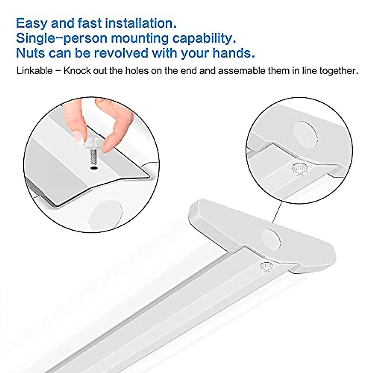 AntLux 110W 8FT LED Shop Lights Ultra Slim LED Wraparound, 12600LM, 5000K, 8 Foot Strip Light, Flush Mount Garage Office Warehouse Ceiling Lighting Fixture, 8 Foot Fluorescent Tube Replacement, 4 Pack