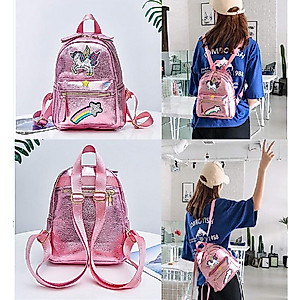 Pink Rainbow Unicorn Backpack, Cute Toddler Backpack Waterproof Mini Travel Bag for Girls Kids