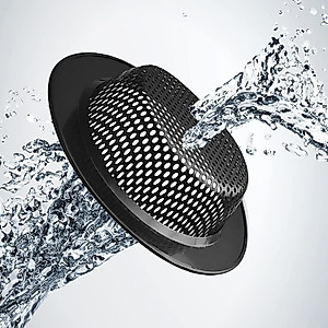 Black Kitchen Strainer Bathroom Sink Strainer, Stainless Steel Drain Filter, Prevent Clogging, 4.5 Inch/11cm Outer Diameter, Dishwasher Safe, Pack of 2