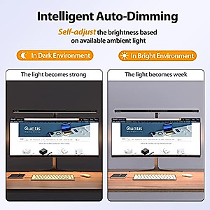 Quntis LED Desk Lamp, Eye-Care Architect Clamp Desk Lights for Home Office, 31.5'' Wide Bright Office Lighting with Auto-Dimming, Dimmable Table Light, 2H Timer Task Lamp for Workbench Monitor Drawing
