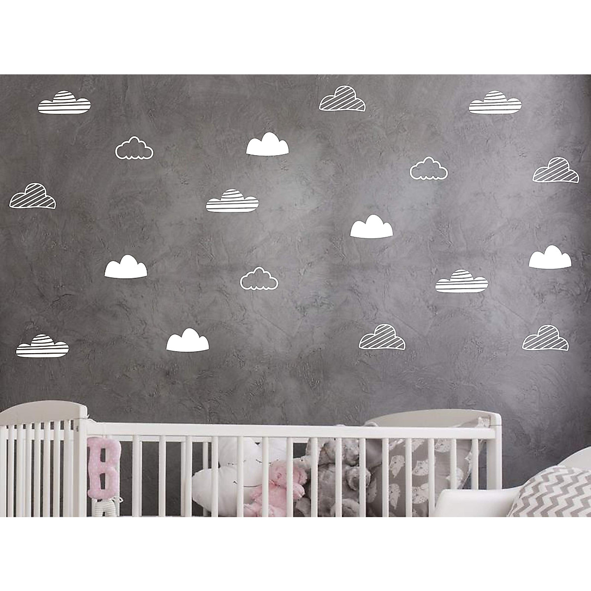 Cloud Wall Decals Wall Decor Kids Room Cloud Wall Stickers Vinyl Decals for Baby Boys Girls Nursery Toddler Room Decor Wall Stickers Nursery A64 (White)