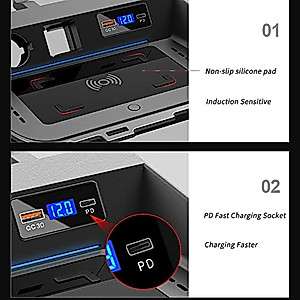 CLEC Car Wireless Charger Mount fit for RAV4 2019 2020 Toyota,QC 3.0 Fast Charging Stations Compatible with iPhone,Samsung,Qi WPC Qi 3.0 Wireless Charging,2 USB Port 36W Wireless Charger Pad