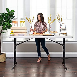 Lifetime, Commercial, Almond 6-Foot Adjustable Height Nesting Table