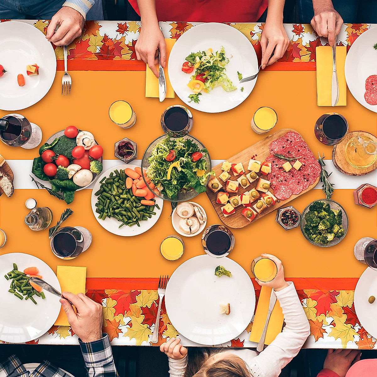 Tegeme Thanksgiving Tablecloth for Rectangle Table 54 x 108 Inch Maple Leaf Fall Plastic Table Cover Disposable Waterproof Autumn Theme Table Cloth for Thanksgiving Harvest Party Table Decor(3 Pcs)