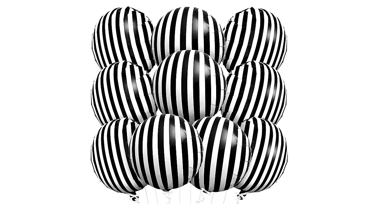 KatchOn Black and White Stripe Balloons - 18 Inch Pack