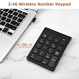 SMOOTHCLUE Wireless Number Pad, Numeric Keypad 10 Key USB Keyboard, Financial Accounting Numpad for Laptop,Notebook,PC,Desktop,Surface Pro
