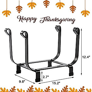 DOEWORKS 17 Inches Small Decorative Indoor/Outdoor Firewood Log Rack Bin with Scrolls, Black