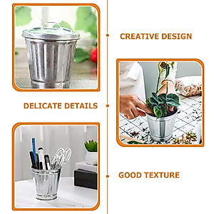 NUOBESTY 3pcs Mini Trash Can Desktop Garbage Bin Iron Garbage Can Pencil Cup Holder Flower Pot Compact Wastebasket for Bathroom Vanity Desktop Tabletop Coffee Table Countertop