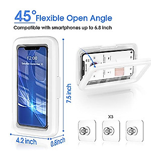 LC-dolida Shower Phone Holder Waterproof 480 Rotation Viewable Shower Phone Stand Case Mount for Bathroom Batheub Kitchen Wall Mirro with iPhone 14 13 12 11 Pro Max XS XR up to 6.8" Cell Phone