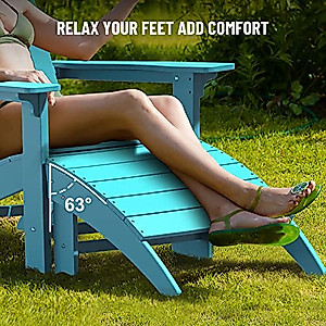 OTSUN Adirondack Ottoman for Adirondack Chair, Footrest for Lounge Chair, Premium HDPE All Weather Resistant for Outdoor, Porch, Yard, Garden, 23.6" L x 21.7" W x 15.3" H, Light Blue