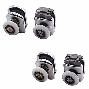 LD-YUNJIA Sliding Door Pulleys, Shower Door Rollers, Bathroom Pan Glass Sliding Door Quiet Shower Door Wheels for Shower Door Replacement Parts Hardware Accessories 4 Pieces（White）