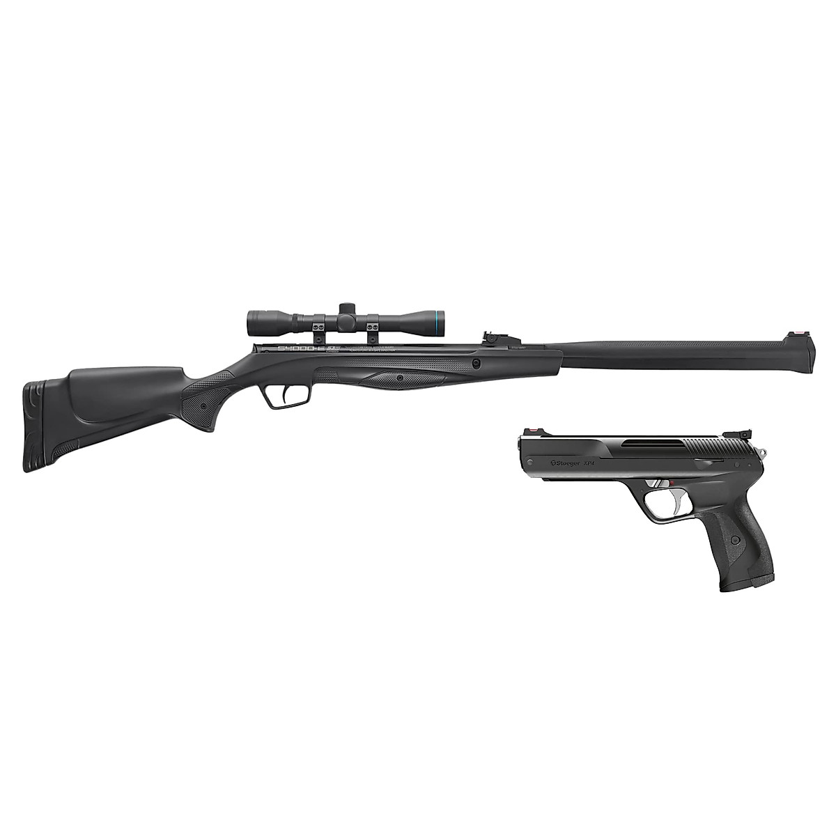 Stoeger S4000-E Airgun & XP4 Pistol Combo - .177 Caliber - Black Synthetic with Fiber-Optic Sights and 4 x 32 Scope