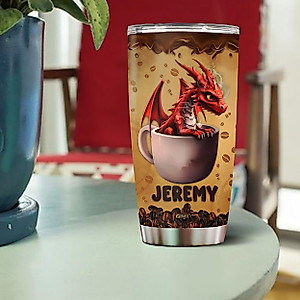 WONWIX Personalized Dragon Tumbler Gifts for Women Insulated Stainless Steel 20oz With Lid Travel Cup Coffee Mug Water Bottle Gift for Dragons Lovers Her Girl Friends