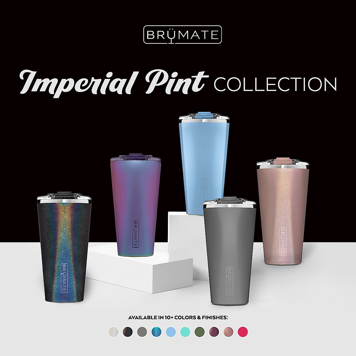 BrüMate Imperial Pint - 20oz 100% Leak-Proof Insulated Tumbler with Lid - Double Wall Vacuum Stainless Steel - Shatterproof - Travel & Camping Tumbler for Beer, Cocktails, Coffee & Tea (Matte Gray)