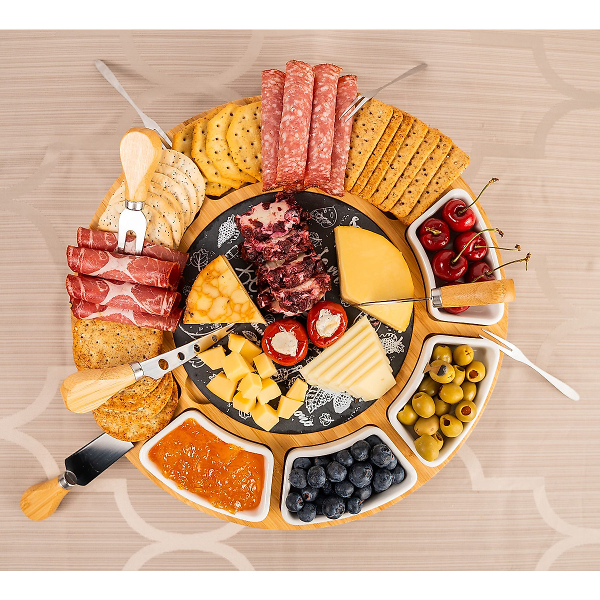 Blueberry USA Charcuterie Boards Set: Bamboo Cheese Board and Knife Set, Gifts for Women, Housewarming Gifts, New Home Gifts, Unique Gifts for Her, Anniversary & Wedding Gifts for Couples